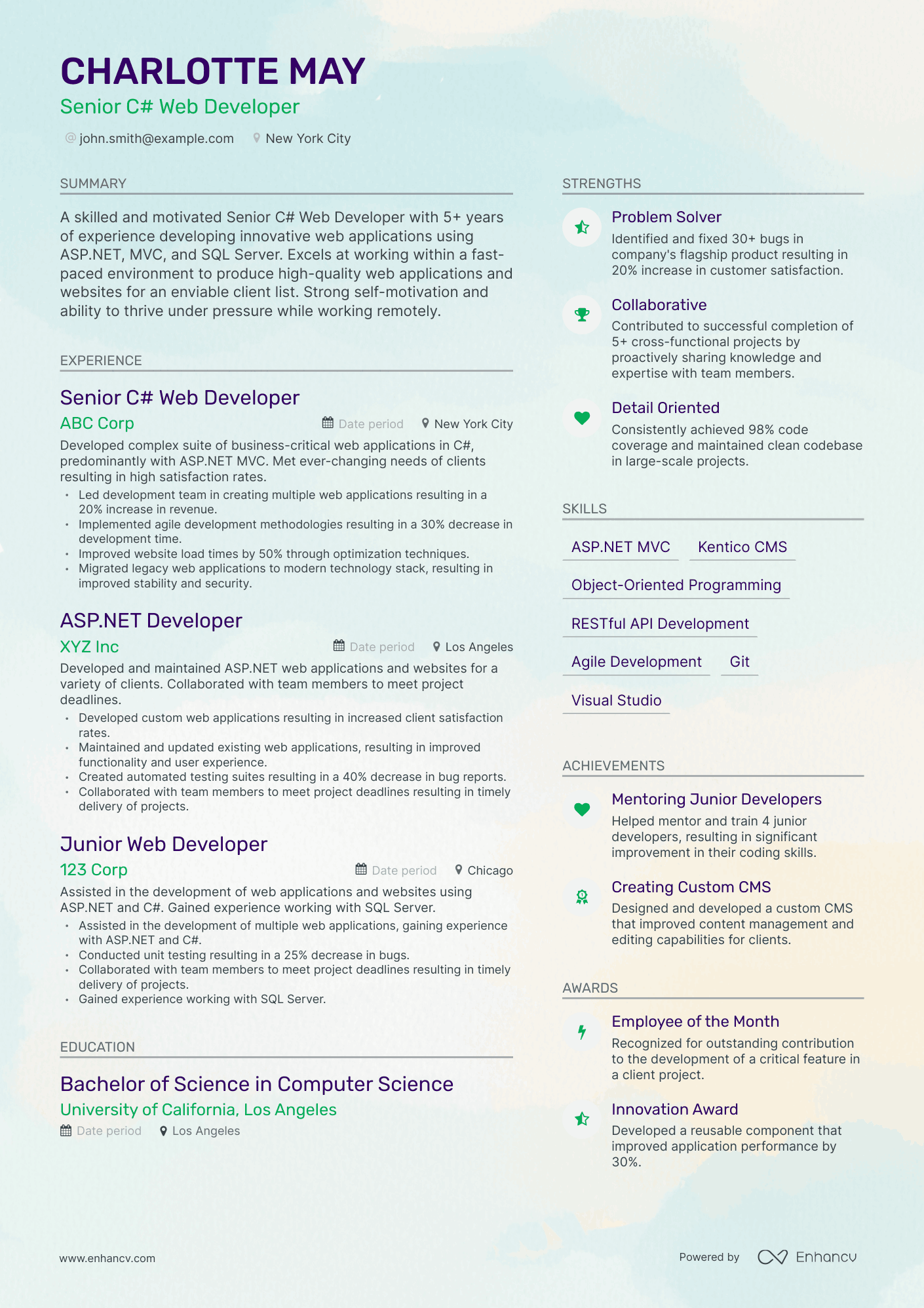5 Aspnet Developer Resume Examples And Guide For 2023 